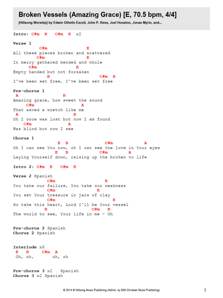 Broken Vessels (Amazing Grace) Chords | PDF