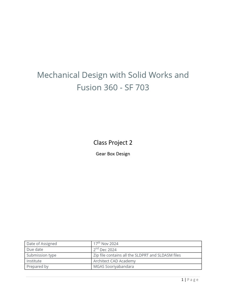 Gearbox Design Project in CAD | PDF | Gear | Mechanical Engineering