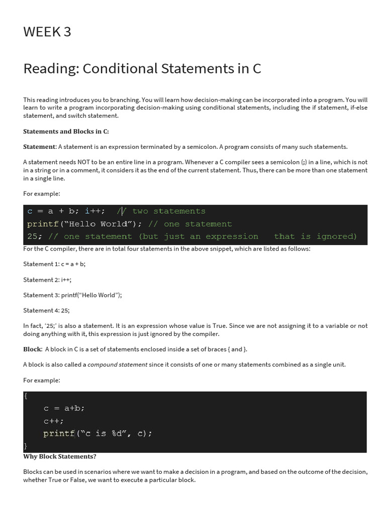 ITP Week 3 | PDF | Control Flow | Computer Program