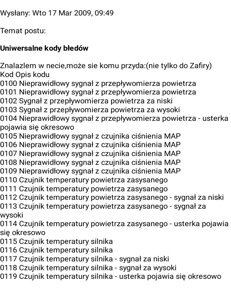 Kody Błędów | PDF