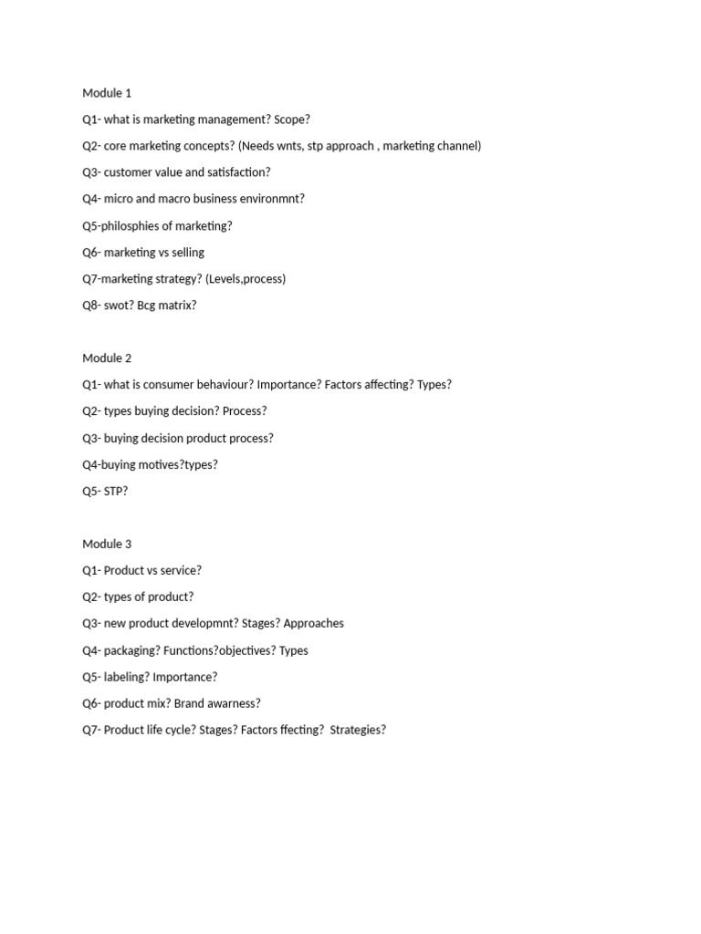 Marketing Important Questions | PDF | Marketing | Brand