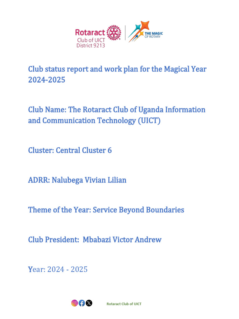 Uict Club Report - Ayesiga Derrick 22 | PDF | Fundraising | Mentorship