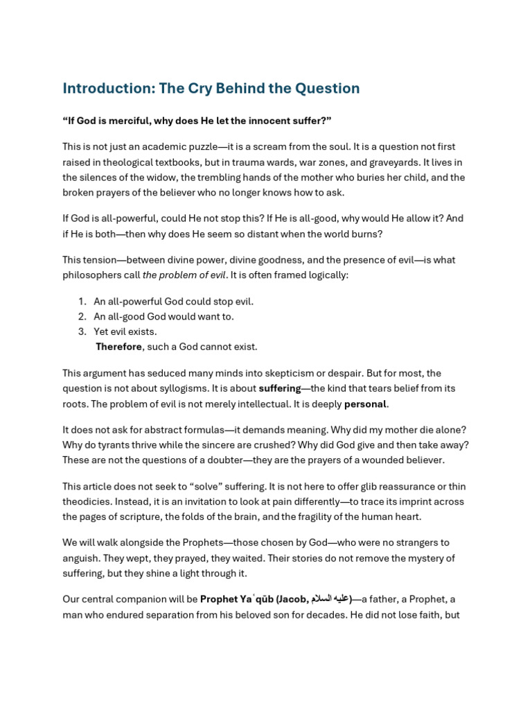 Introduction The Cry Behind The Question | PDF | Grief | Suffering