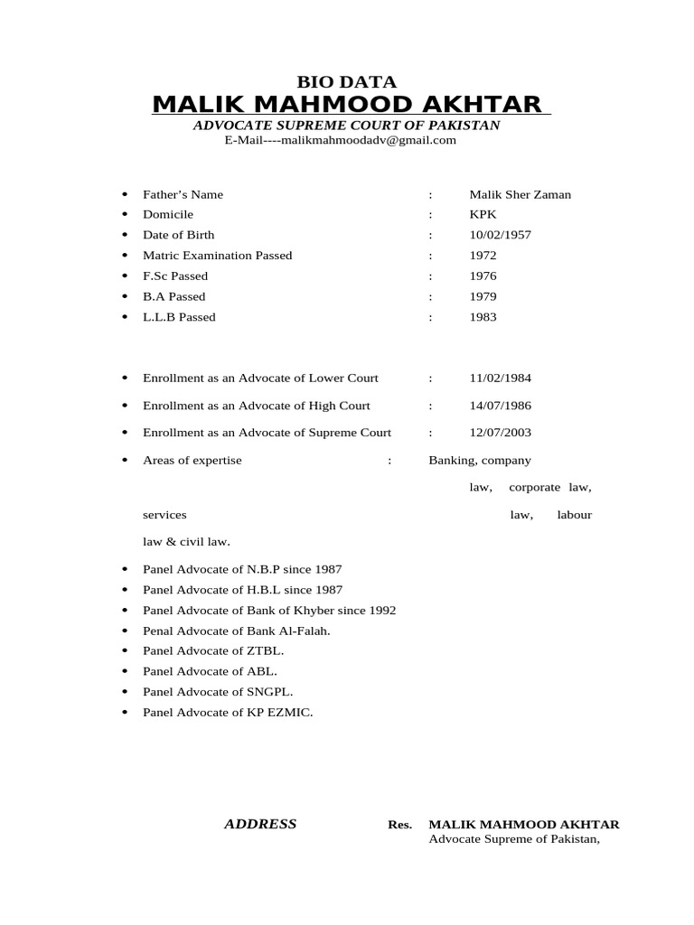 CV Malik Mahmood - 23 Mayl 2015 | PDF