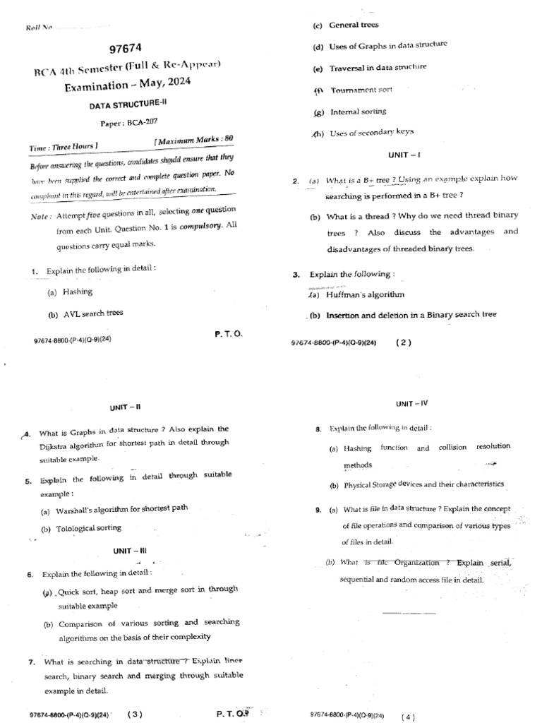 Bca 4 Sem Data Structure 2 | PDF