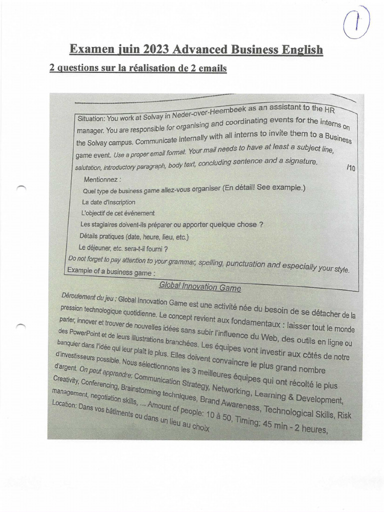 Examen Juin 2023 Advanced Business English | PDF