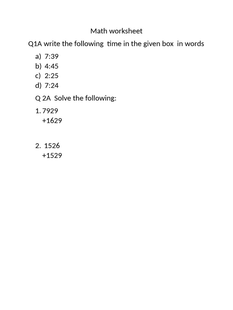 Math Worksheet | PDF