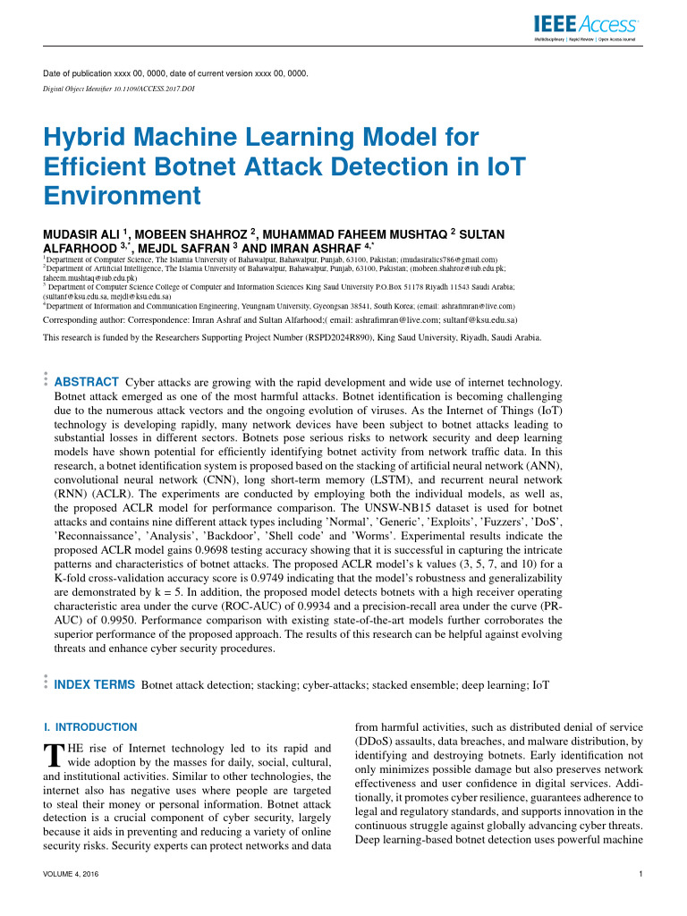 Hybrid Machine Learning Model For Efficient Botnet | PDF | Deep ...