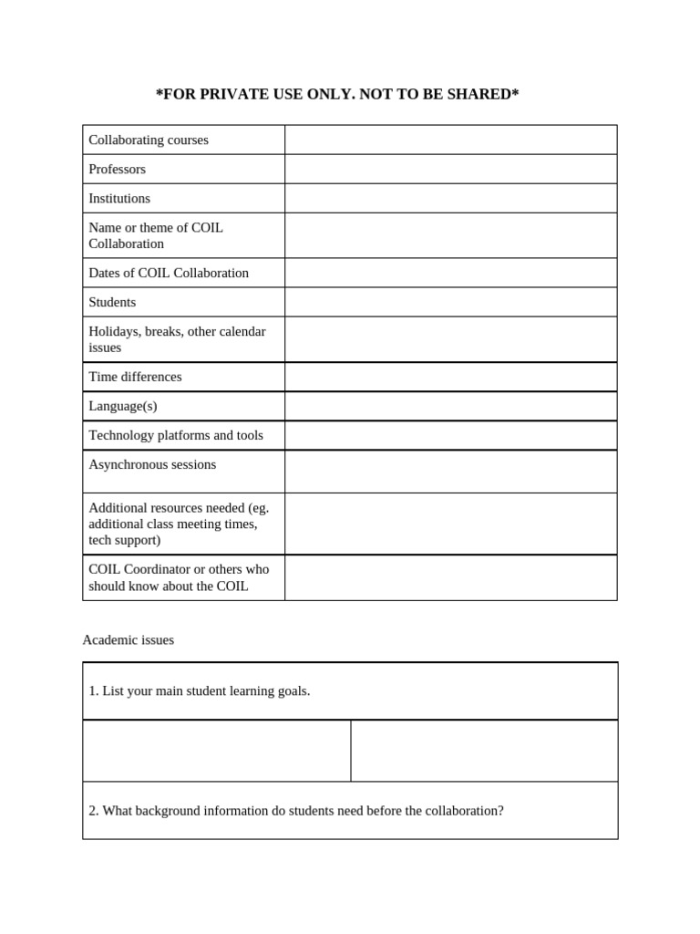 COIL Outline Template | PDF