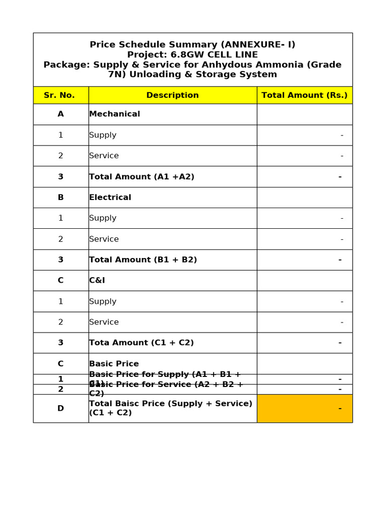 Price Schedule - NH3 Unloading Storage - R1 | PDF | Pump | Valve