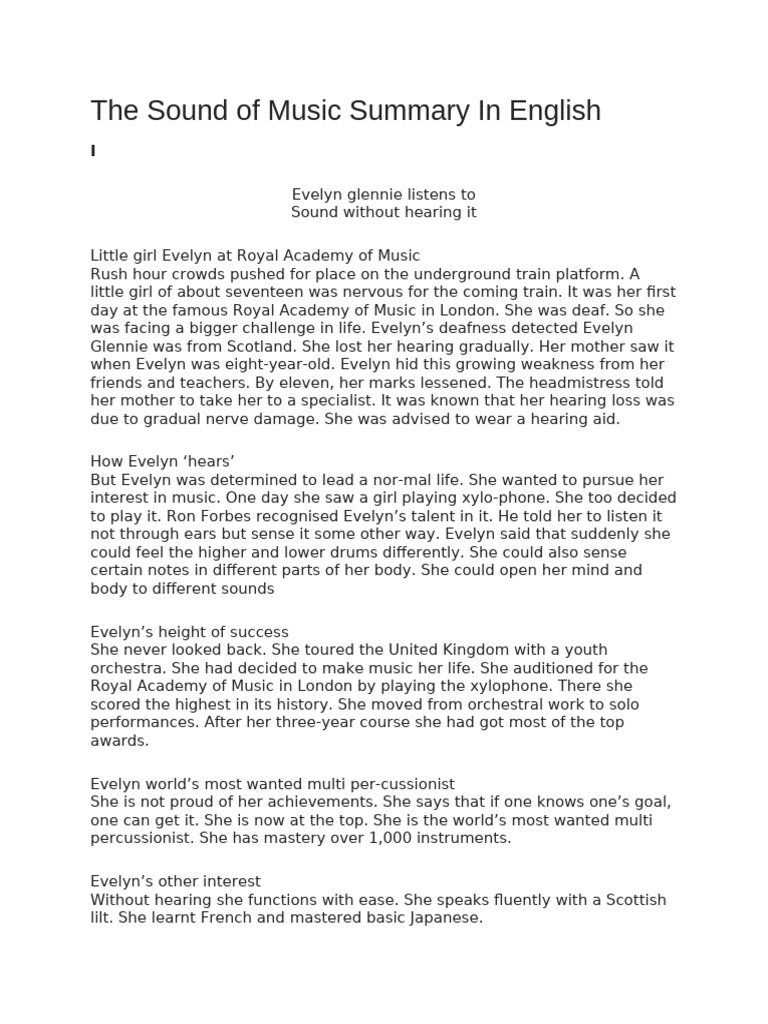 The Sound of Music Summary in English | PDF
