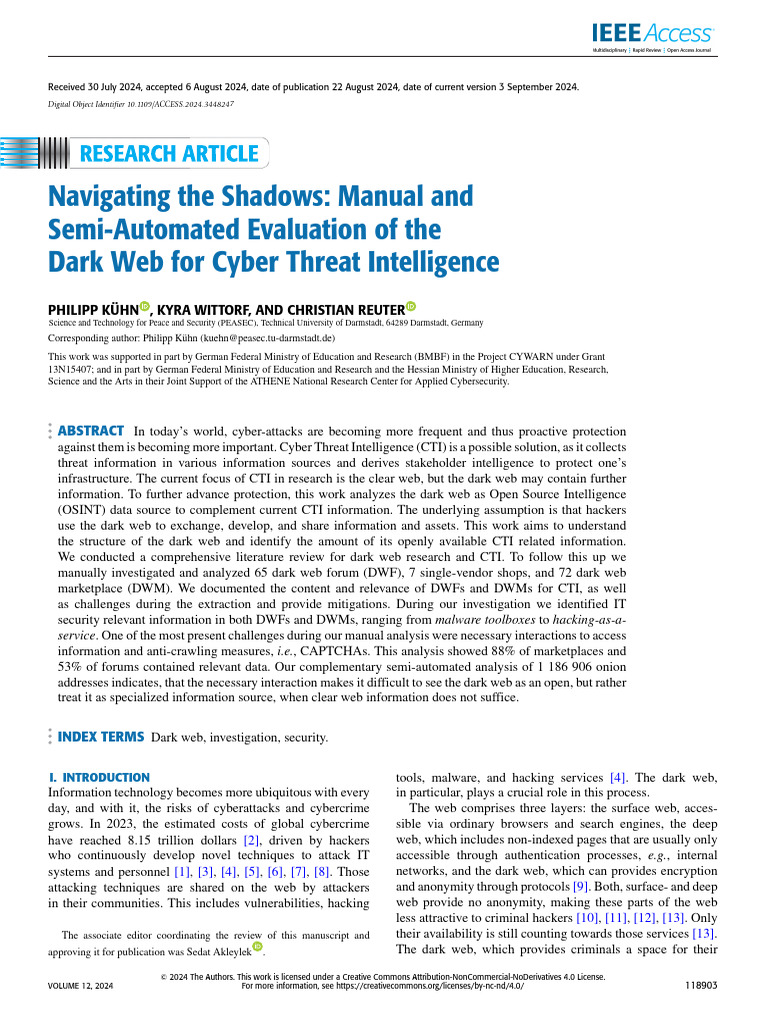 Navigating The Shadows Manual And Semi Automated Evaluation Of The Dark Web For Cyber Threat