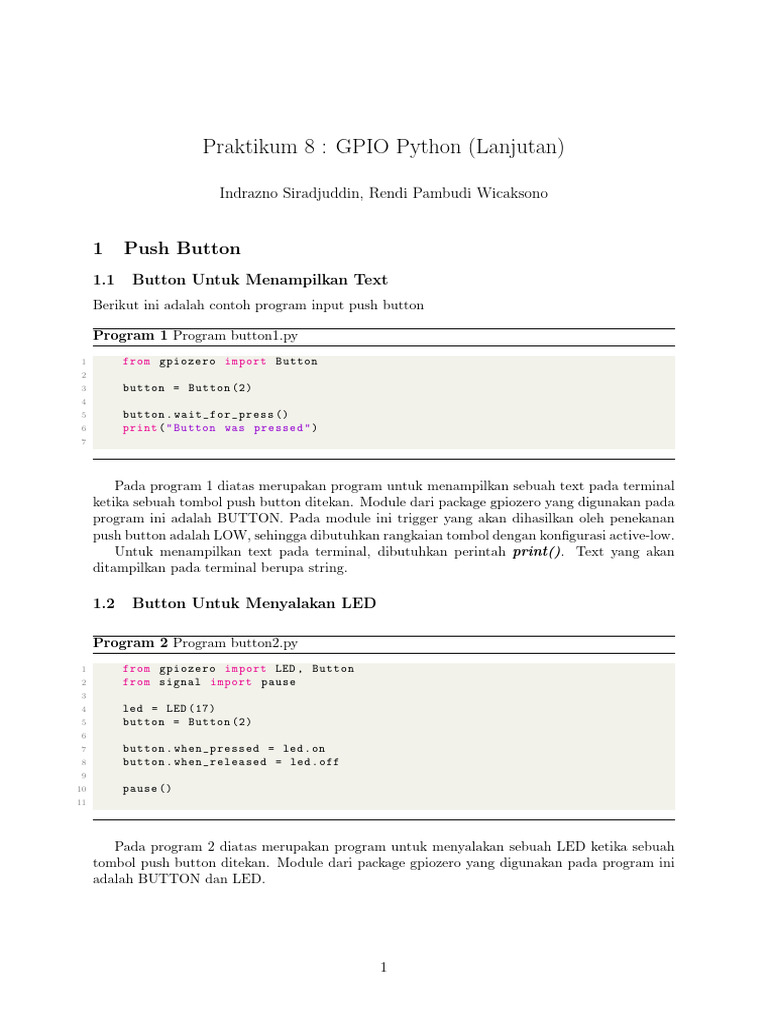 Praktikum 8 - GPIO Python (Lanjutan) | PDF