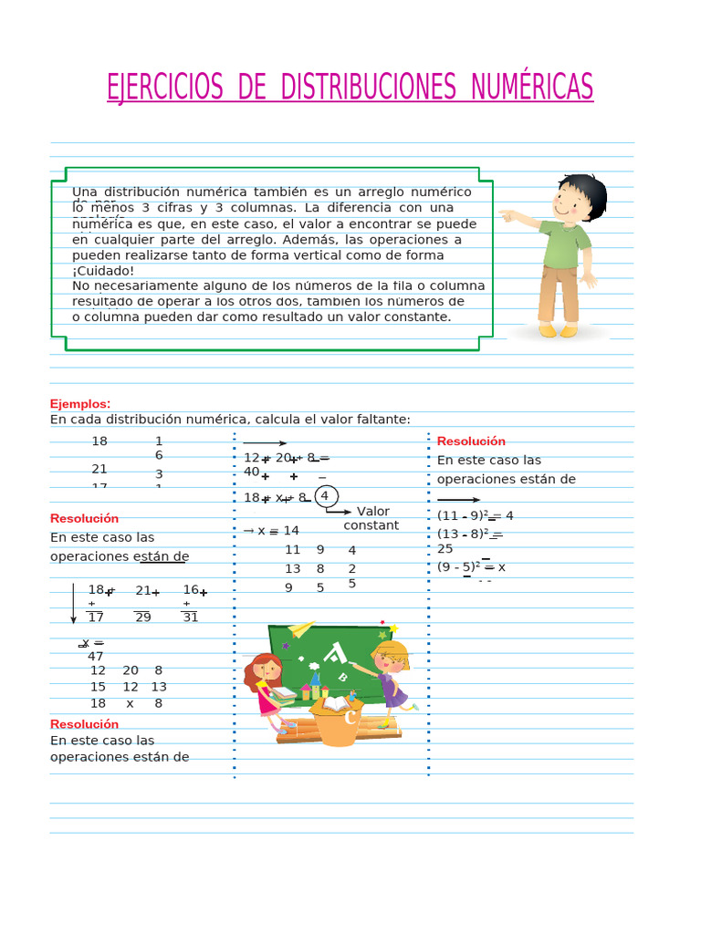 Ejercicios de Distribuciones Numéricas 5° | PDF