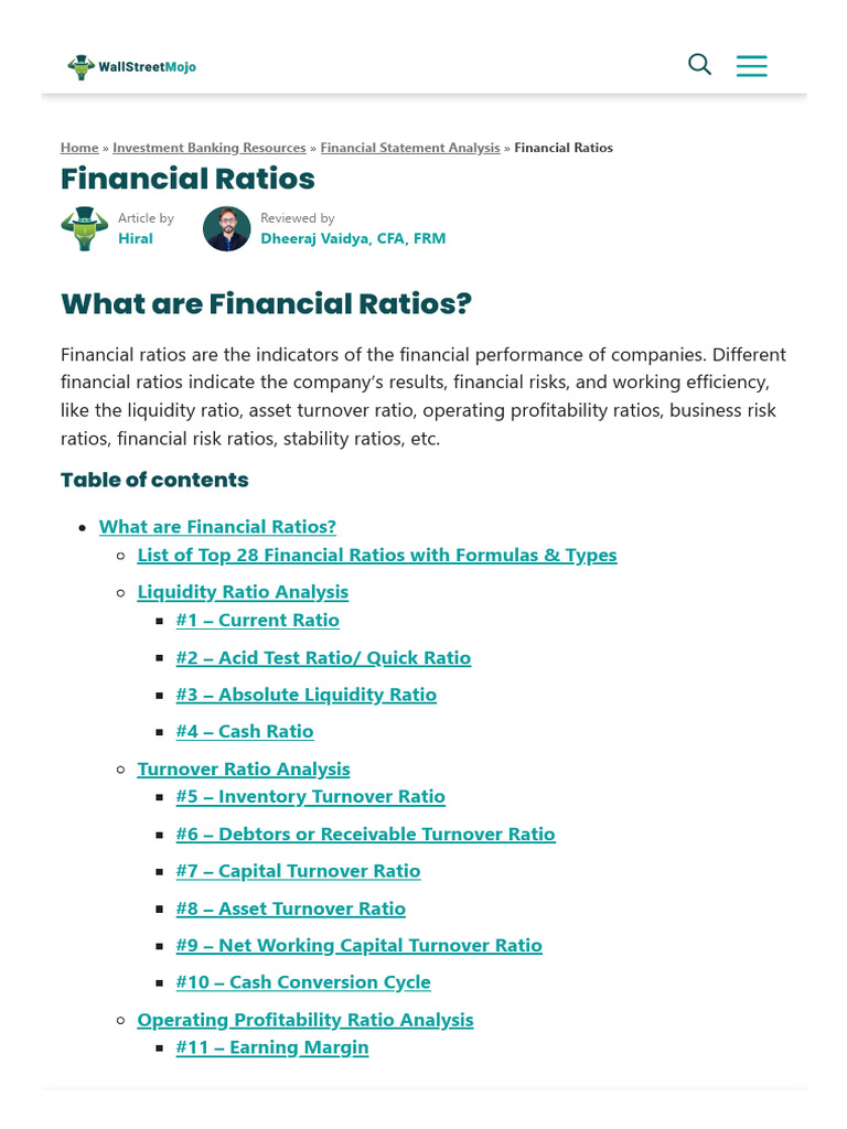 9 - Financial Ratios with Formulas & Types | PDF | Financial Ratio ...
