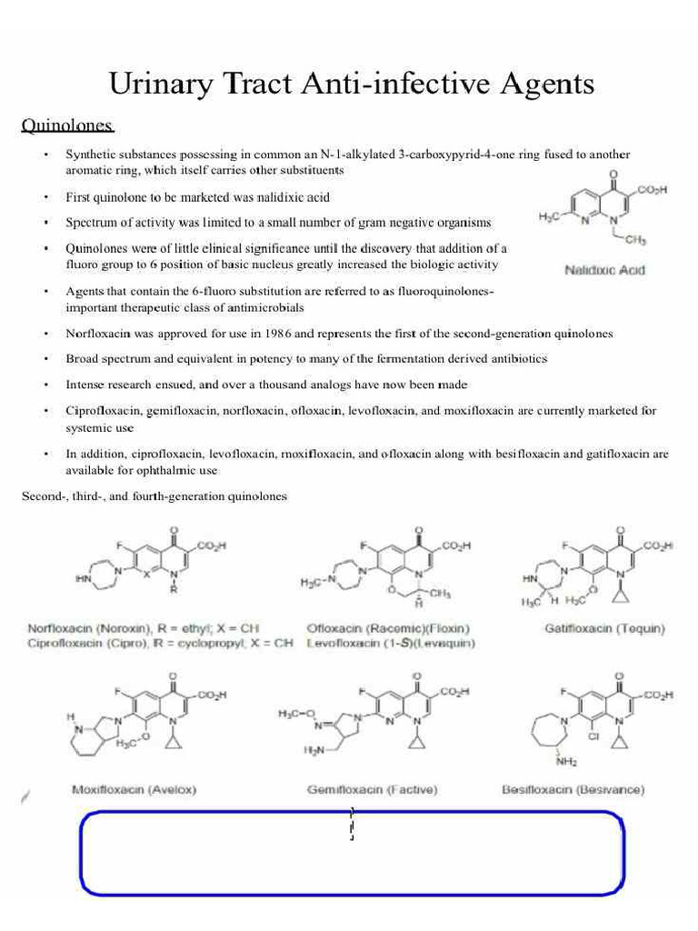 Urinary Tract Antiinfective Agent | PDF