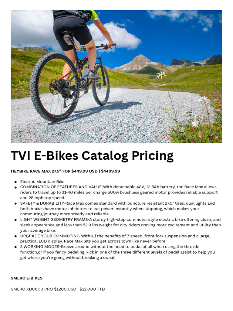 E-Bike Pricing and Features Catalog | PDF | Automotive Industry | Wheel
