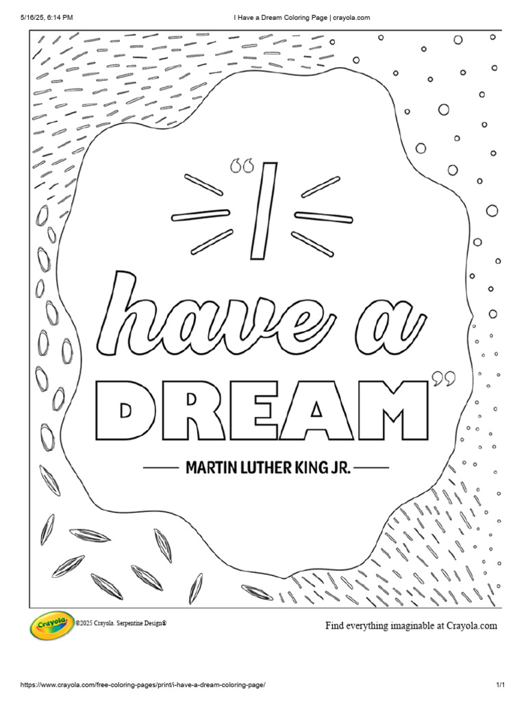 I Have A Dream Coloring Page | PDF