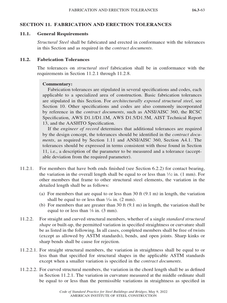 Steel Fabrication Tolerances Guide | PDF | Engineering Tolerance | Truss