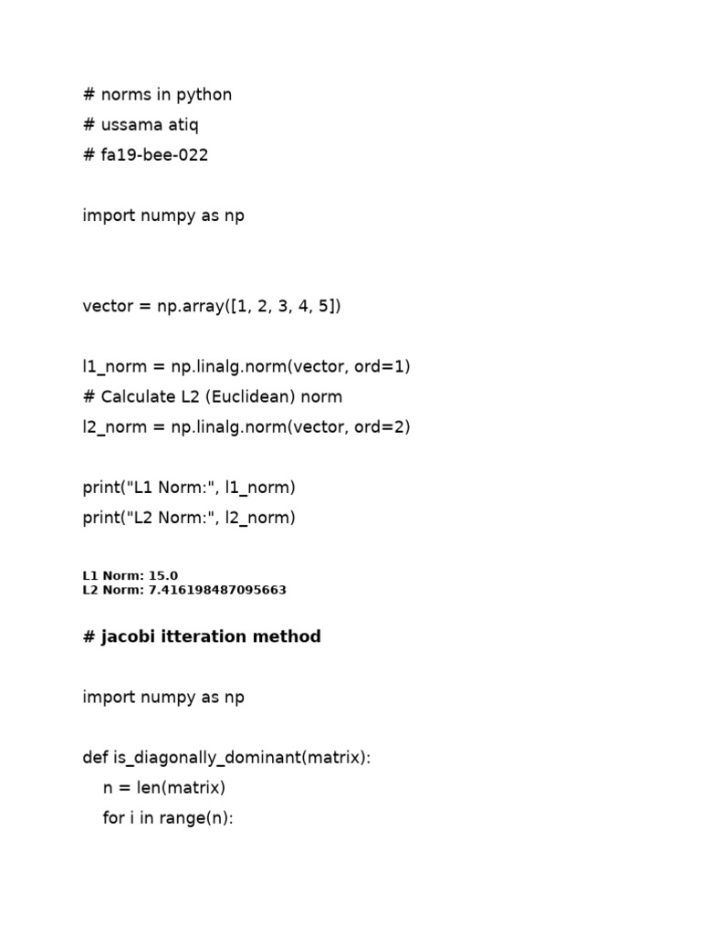 Norms in Python - Docx 2 | PDF