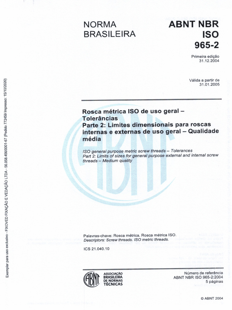 Iso 965-2 Janeiro 2005 | PDF