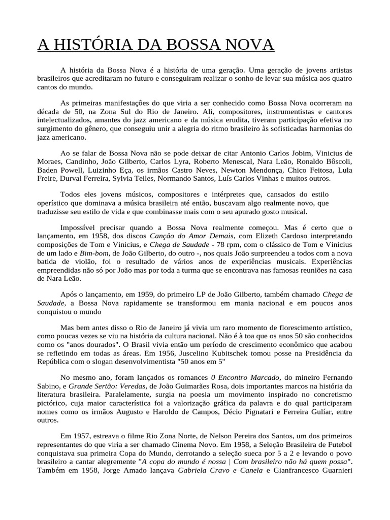 A História Da Bossa Nova | PDF