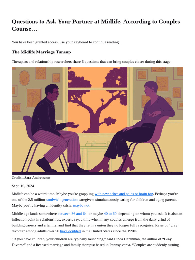 Questions To Ask Your Partner at Midlife, According To Couples ...