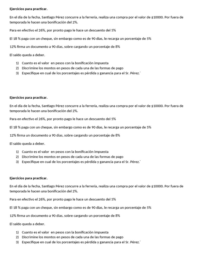 Ejercicios para Practicar | PDF