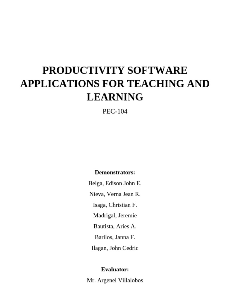 Productivity Software Applications For Teaching and Learning | PDF