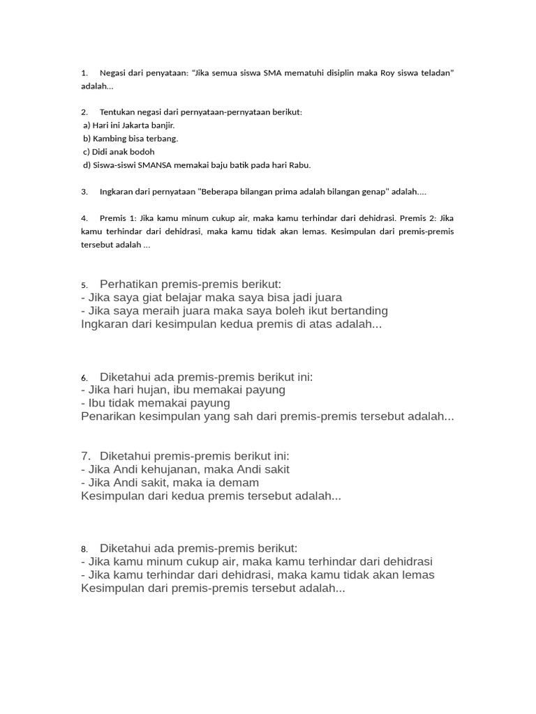Logika Premis dan Kesimpulan | PDF