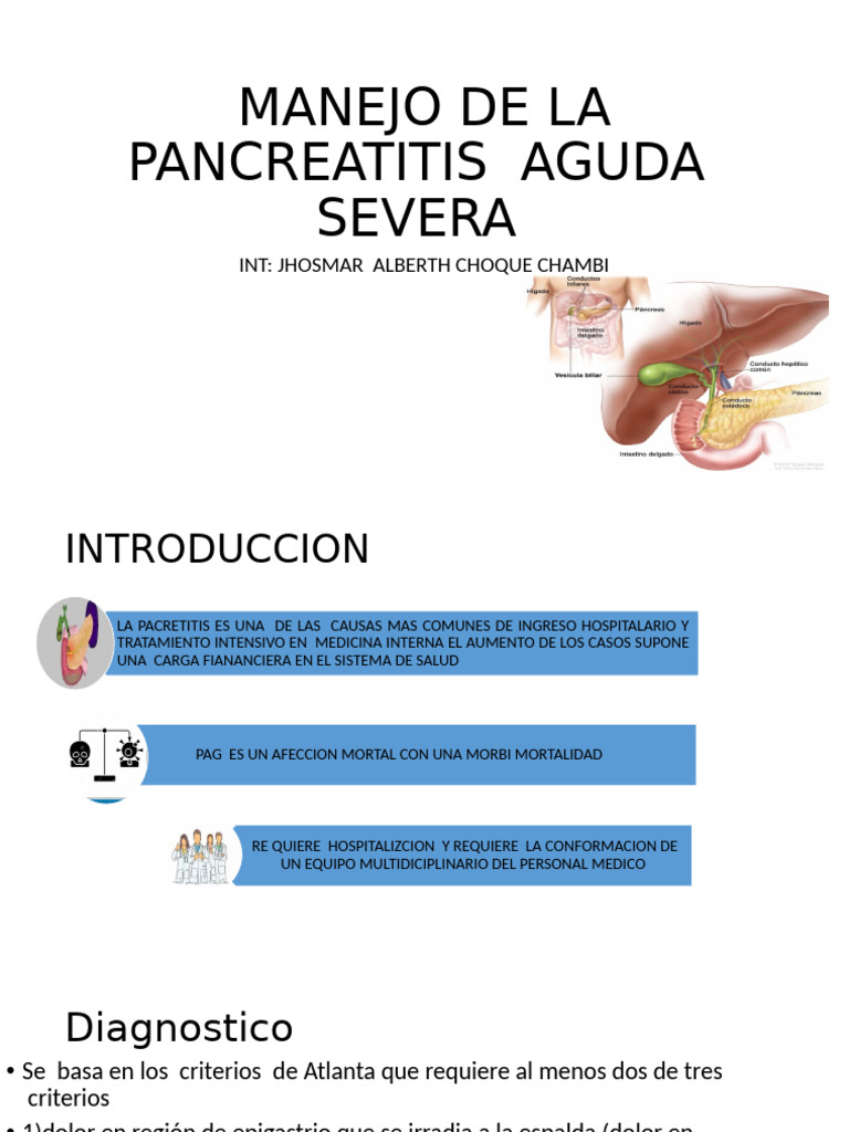 MANEJO DE LA PANCREATITIS AGUDA SEVERA jhosmar | PDF | Especialidades Medicas | Enfermedades y ...