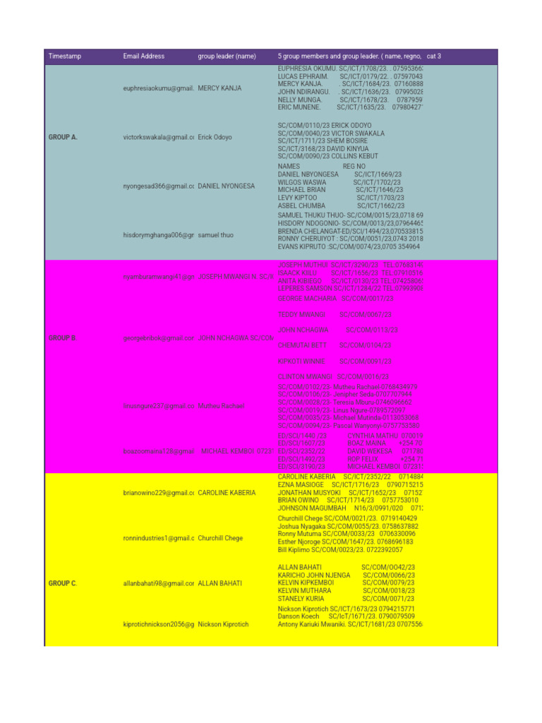 Group Member Registration List | PDF