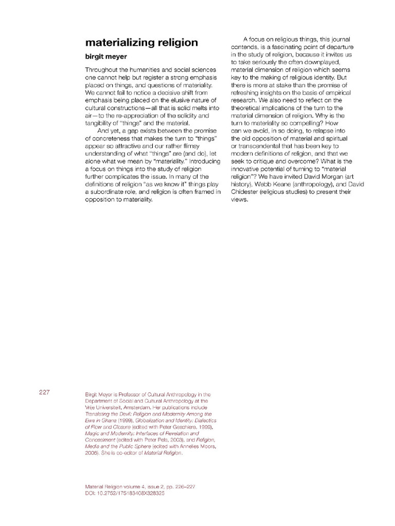 Materializing Religion | PDF