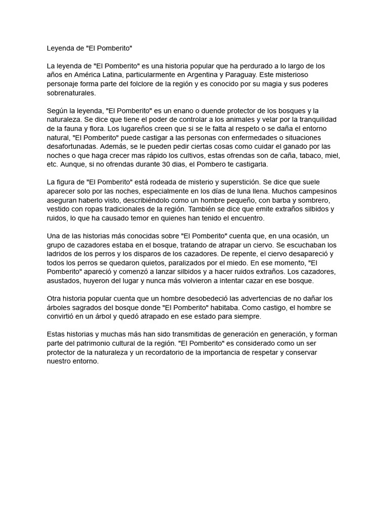 Leyenda de El Pomberito en Argentina | PDF