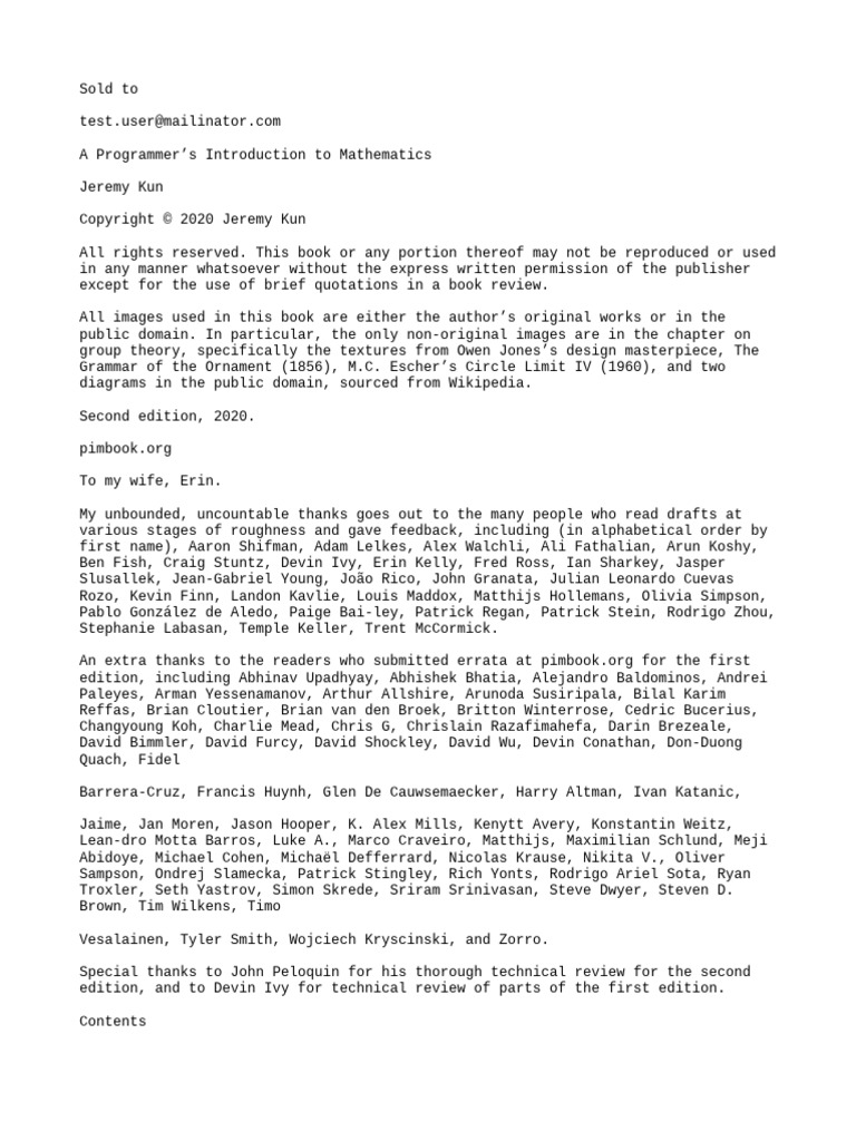 A Programmer's Introduction To Mathematics - Jeremy Kun | PDF | Linear Map | Mathematics