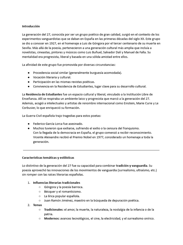 Esquema T5 LITERATURA | PDF | Federico García Lorca