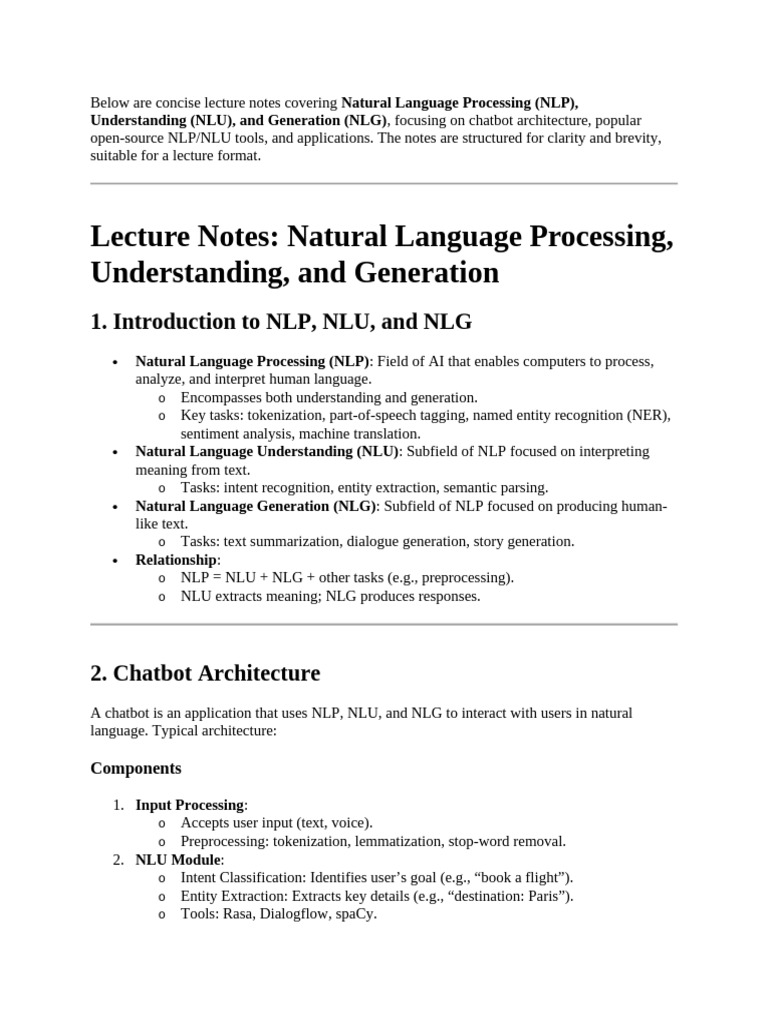 UNIT IV Lecture Notes Covering Natural Language Processing | PDF ...