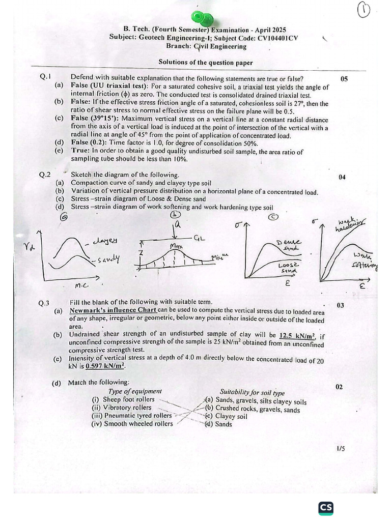 Geotech Endsem Sol. | PDF