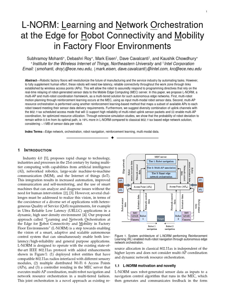L-NORM Learning and Network Orchestration at the Edge for Robot ...