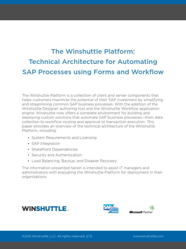 Winshuttle-TechnicalArchitecture For Automating SAP Processes Using Forms and Workflow ...