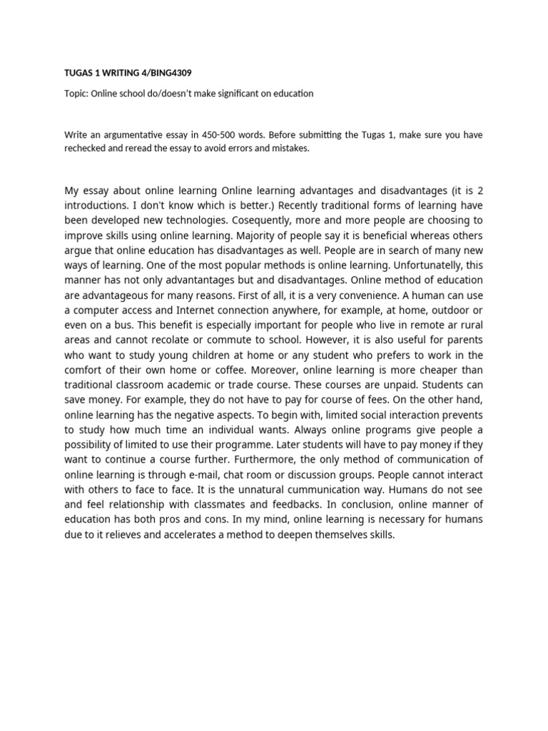 Tugas 1 Writing 4-Bing4309 20221 | PDF
