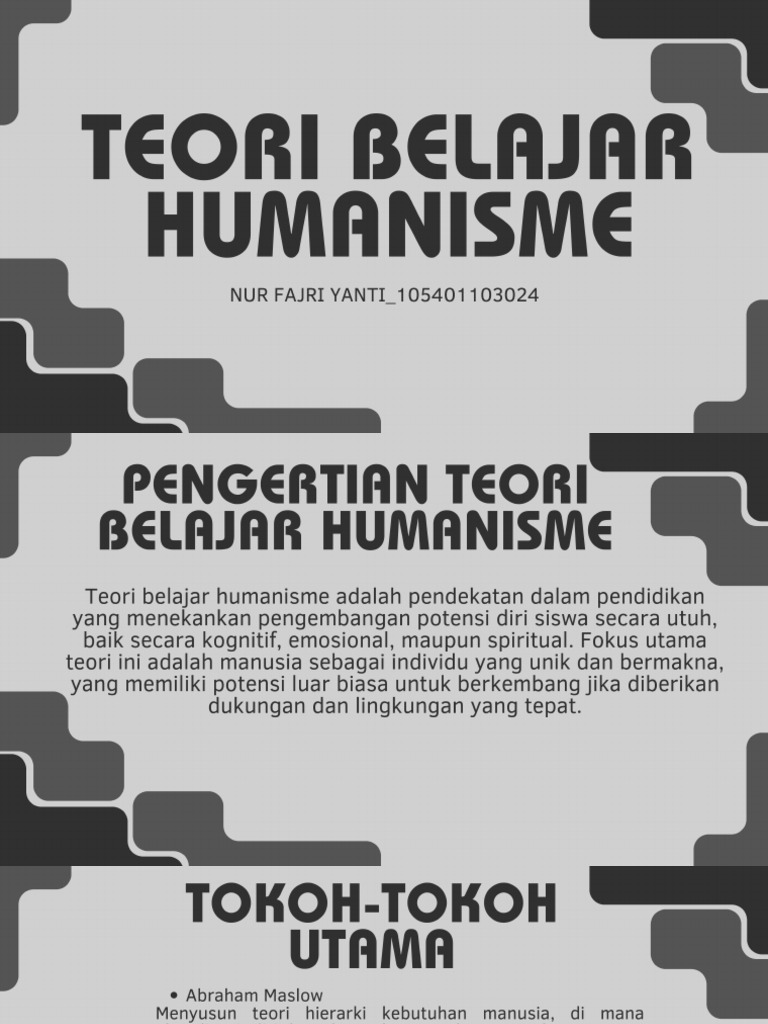 Teori Belajar Humanisme - Nur Fajri Yanti - 105401103024 - SD 2b | PDF