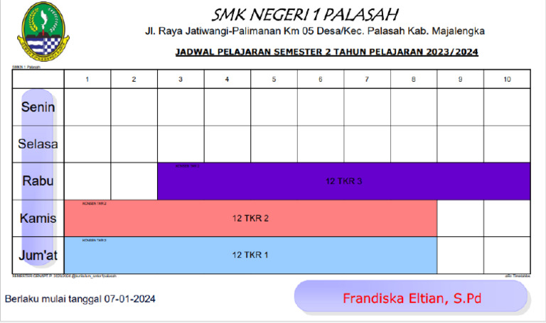 Jadwal Mengajar SMT Genap 2024 | PDF