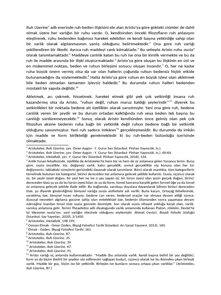 Aristo Ruh Üzerine | PDF