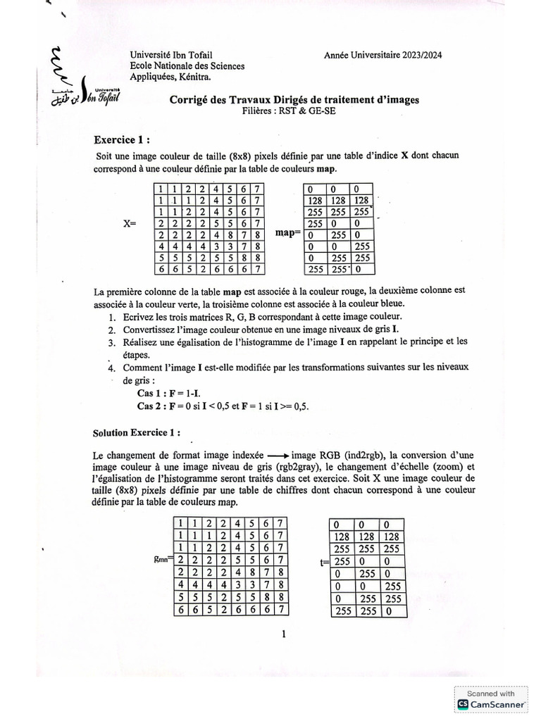 Correction TD Traitement D'image | PDF