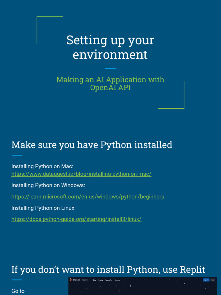 Setting Up Your Environment | PDF