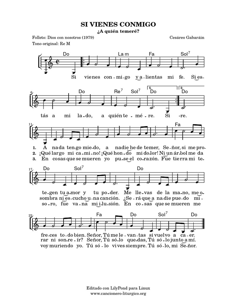 Letra y acordes de "Si vienes conmigo" | PDF