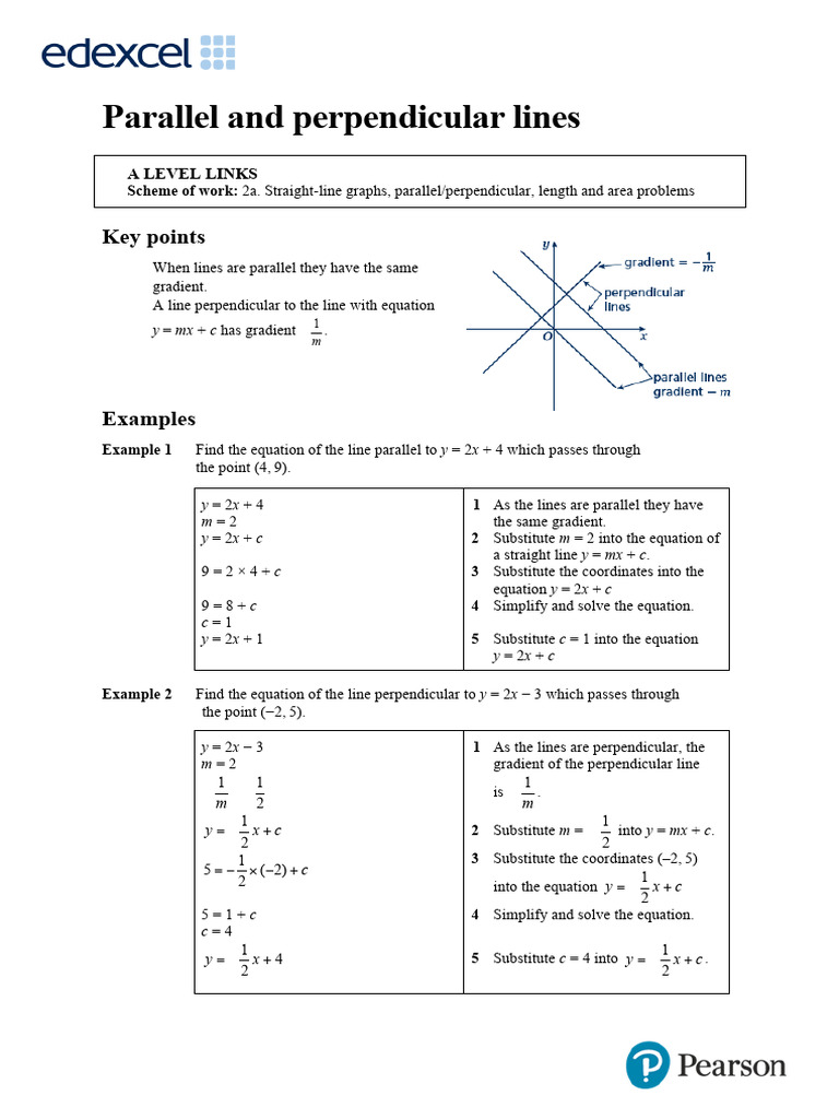 2a-2 Parallel and Perpendicular Lines | PDF | Line (Geometry) | Equations