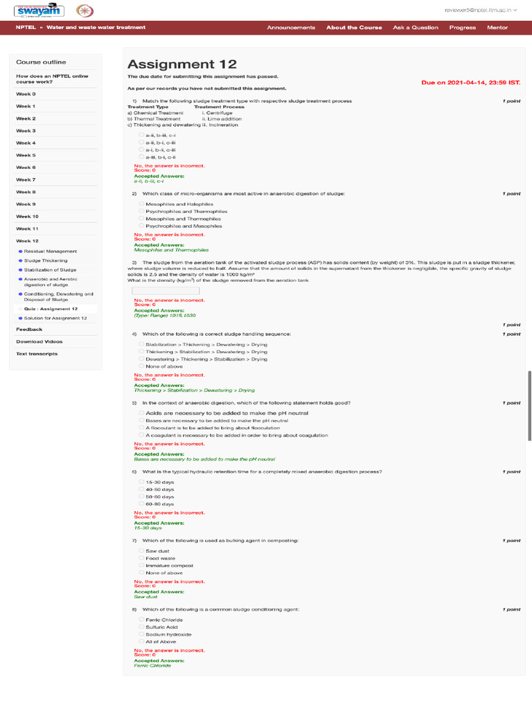 Noc21 Ce25 Assignment Week 12 | PDF