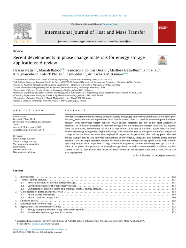Recent developments in phase change materials for energy storage | PDF ...